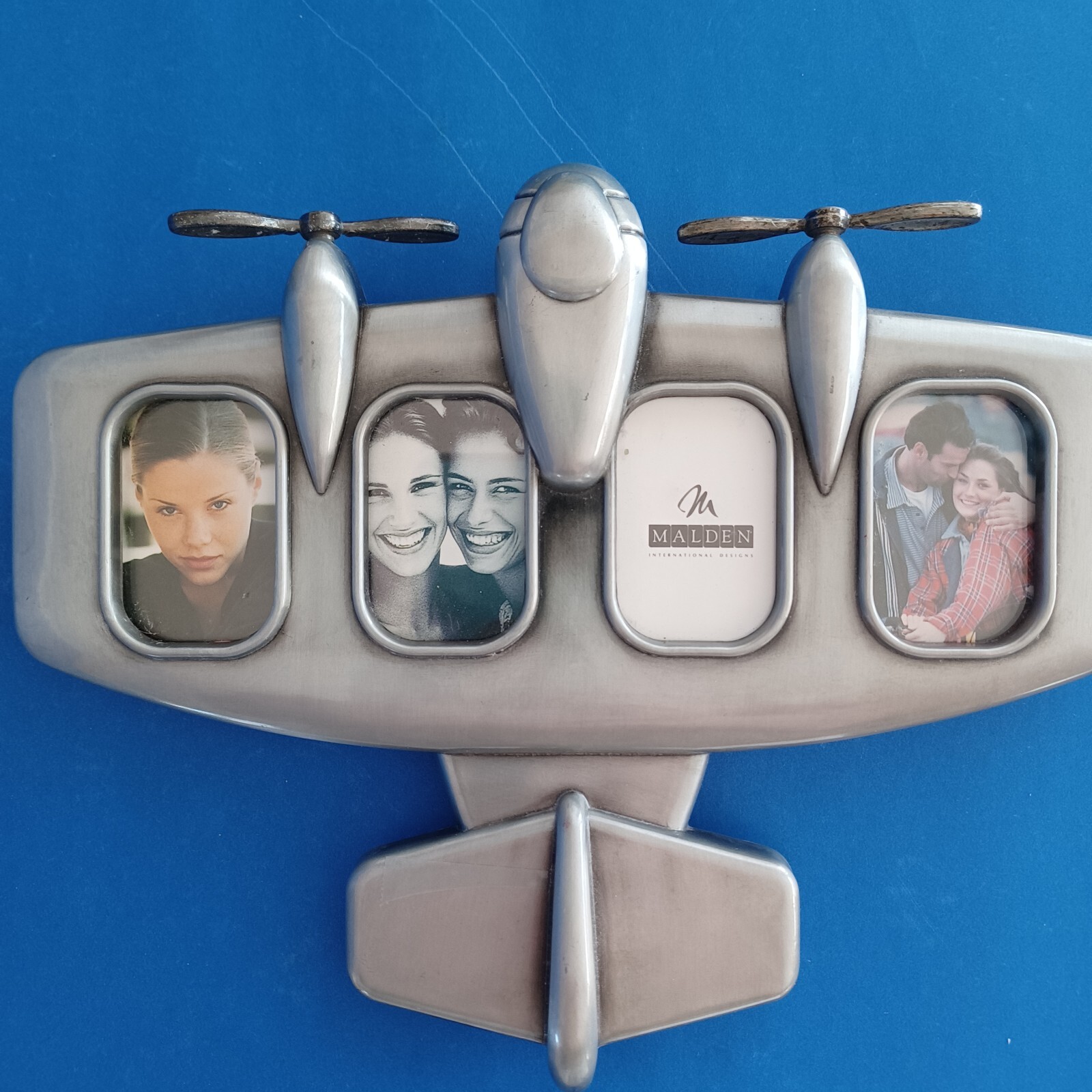 Airplane Picture Frame Biplane Malden Brushed Chrome Metal Props Move ...