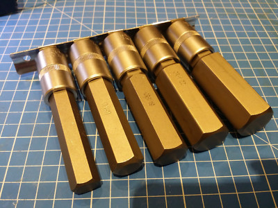 5Pc 1/2" Drive H14 H17 H19 H22 H24 Metric Jumbo Large Hex Allen Socket ...