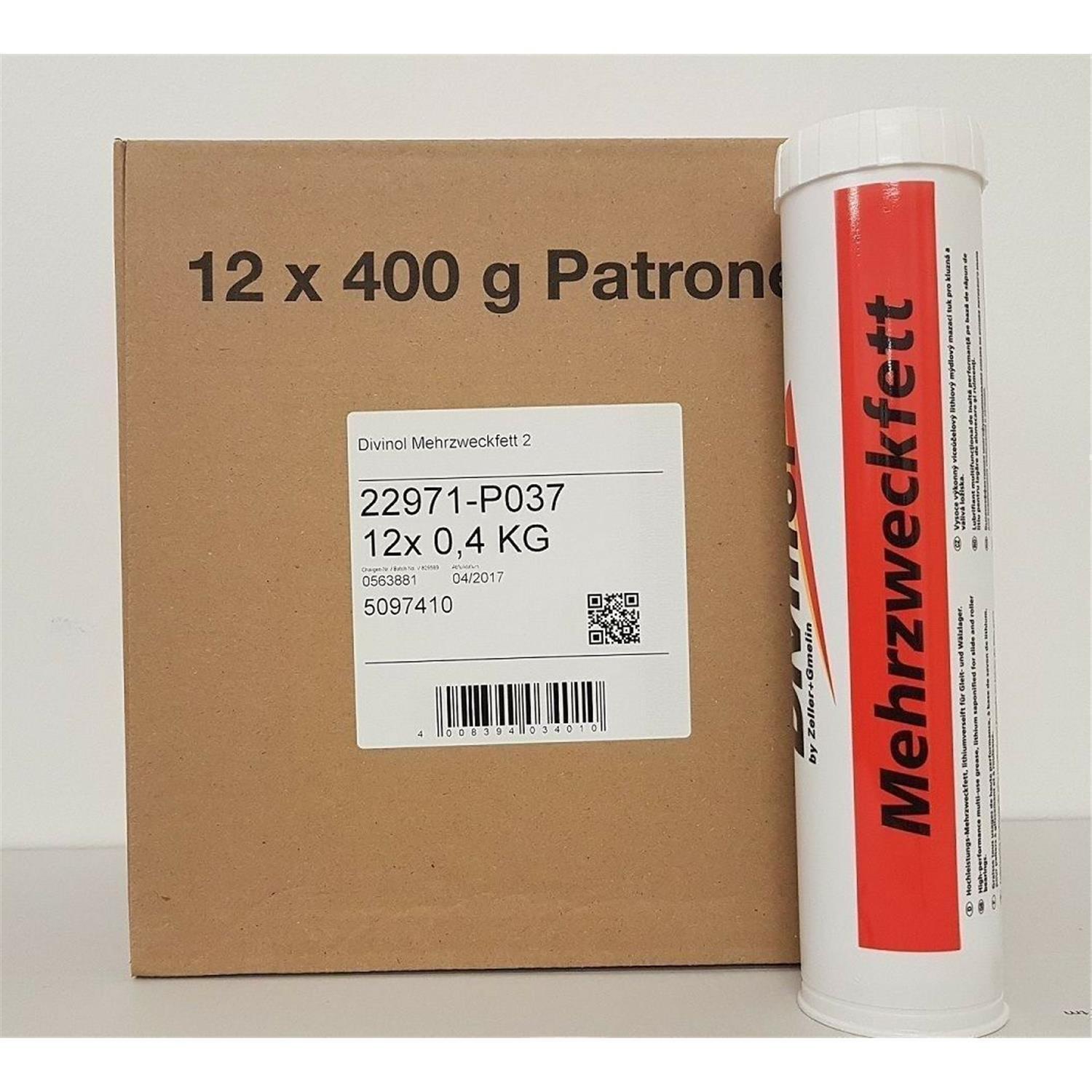 Divinol Fettkartusche 12x Stück Fett 400g Schmierfett Mehrzweck (9,16 ...