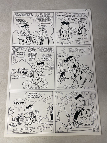 GREAT GAZOO #4 FLINTSTONES original comic art 1974 FRED POLICE DOG ...