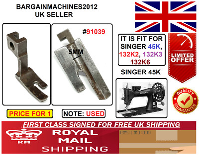 SINGER 45K PIPING WELT PRESSER FOOT # 91039 INDUSTRIAL SEWING MACHNE ...