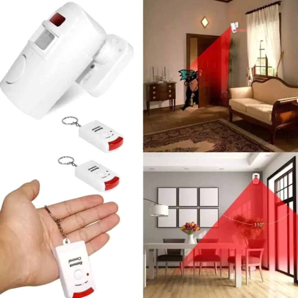 Wireless PIR Motion Sensor Alarm with 2 Remotes – Home, Garage, Shed ...