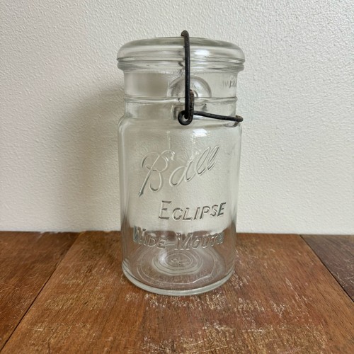 BALL 1933-1962 Eclipse Wide Mouth Mason Jar Bale Locking Glass Lid ...