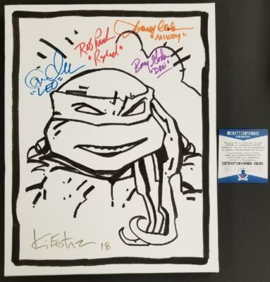 Teenage Mutant Ninja Turtles TMNT Cast (5) Signed 11x14 Stretched ...