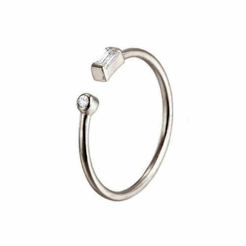 Dainty Delicate Double Stone Open Ring Gold Silver stacking stackable baguette | eBay