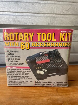NEW SEALED Harbor Freight Rotary Tool Kit 60 Accessories Plastic Case ...