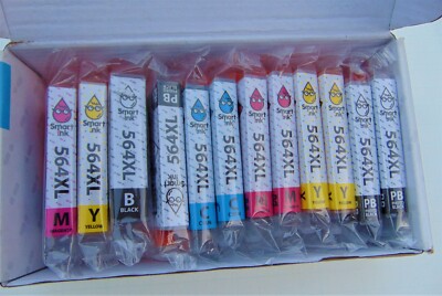 LOT OF 12 SMART INK COMPATIBLE INK CARTRIDGES 564XL CYAN,MAGENTA,YELLOW ...