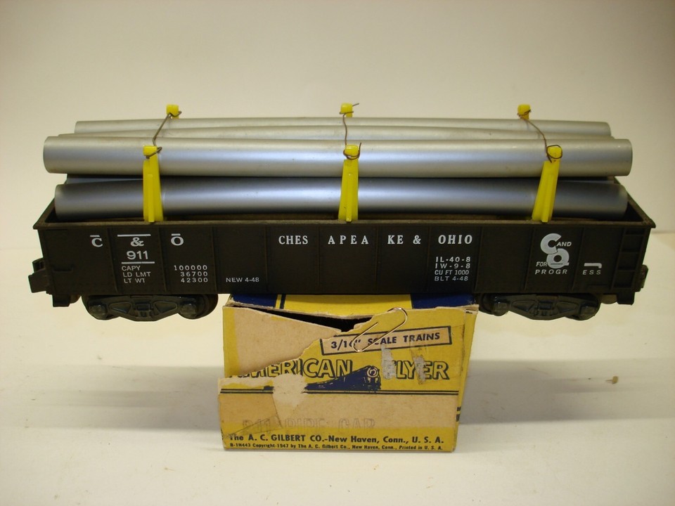 911 American Flyer C&O Pipe Gondola in Original Box [Lot CP8-F26] | eBay