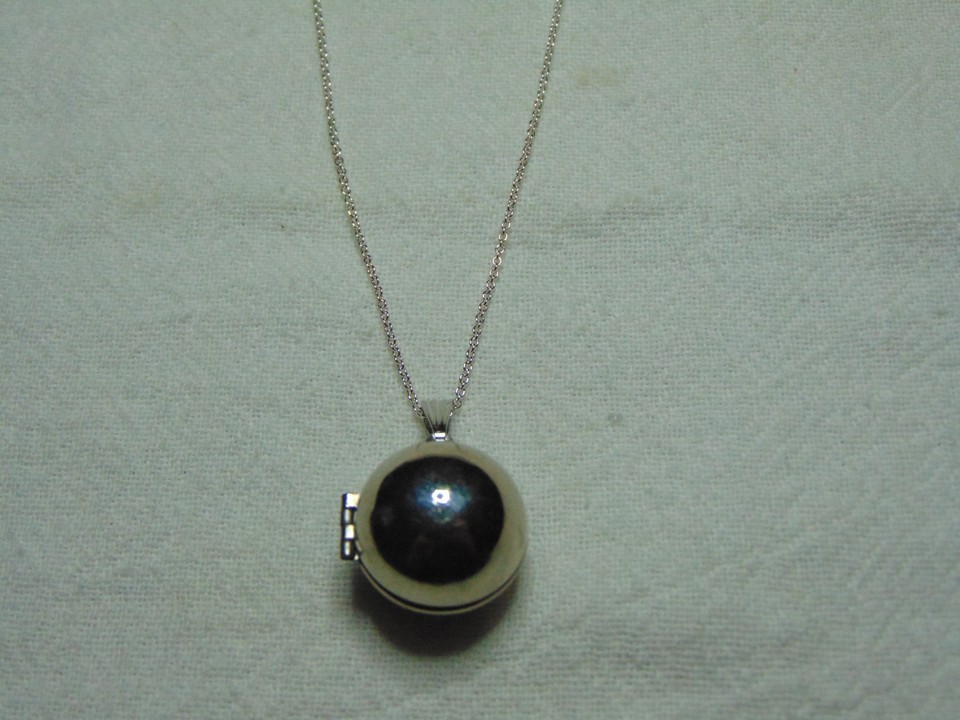 vintage silver plated ball locket pendant necklace | eBay
