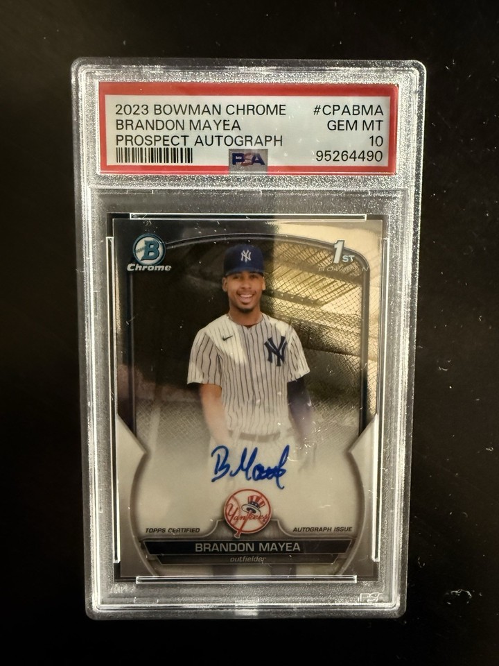 PSA 10 BRANDON MAYEA AUTO 1st 2023 Bowman Chrome Prospects Yankees RC ...