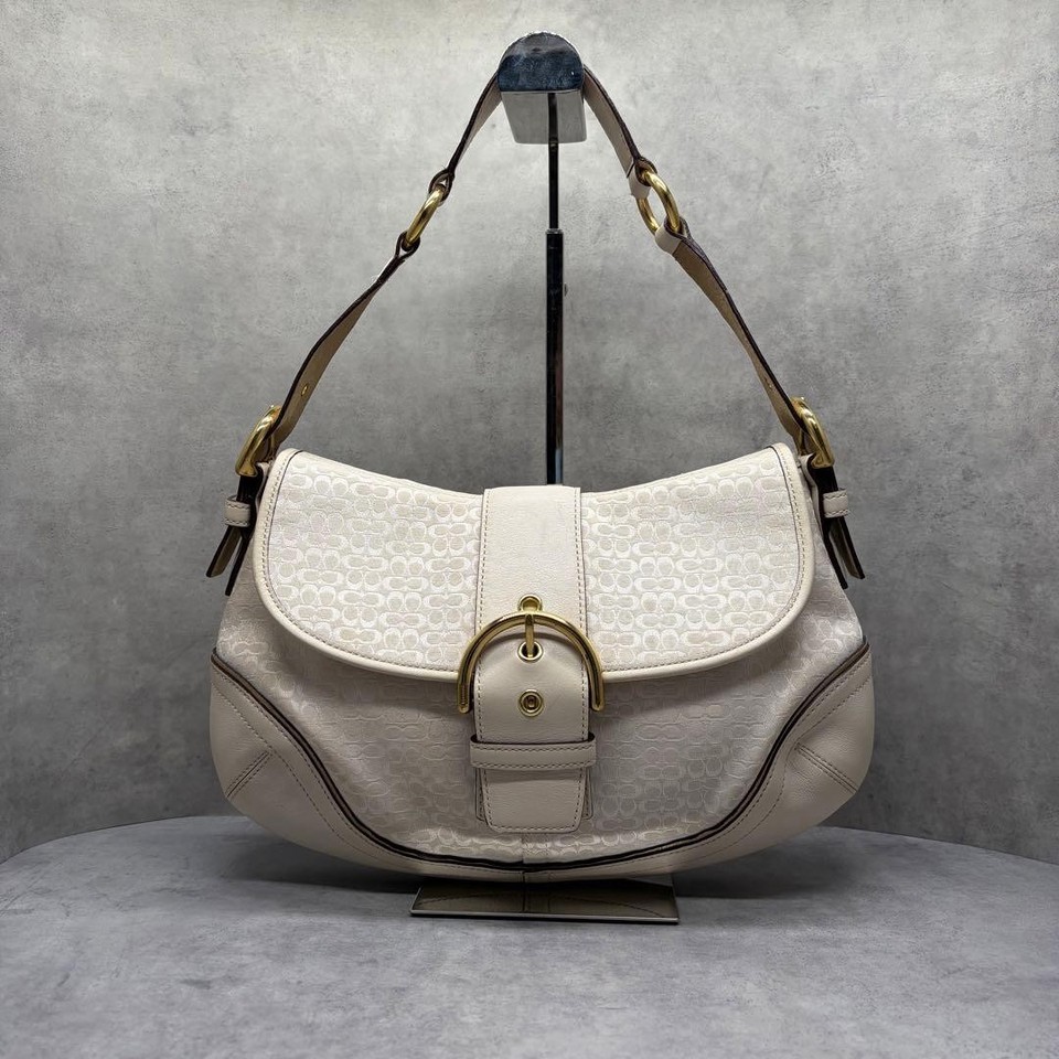 Coach One-shoulder Bag Signature Canvas Leather Off-white Pink From ...