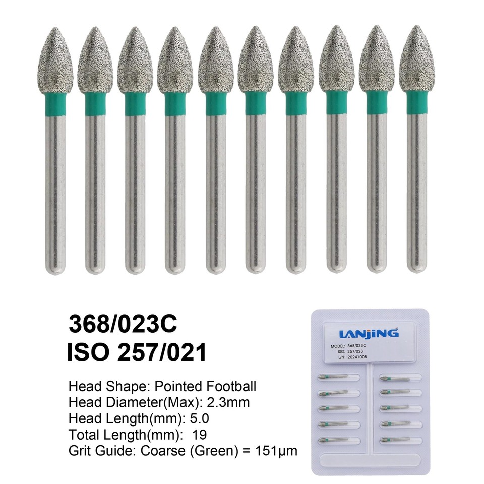 Dental Diamond Bur Football FG 368/023C 379/023 Egg Shape Coarse Fine ...