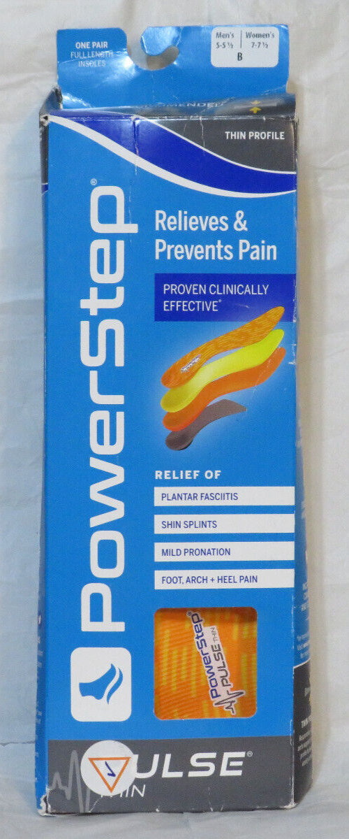 PowerStep Unisex Insoles Pulse Thin Arch Pain Relief Orange Size B 5047 ...