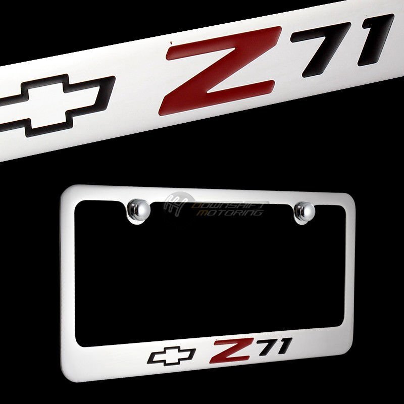 CHEVROLET Z71 Stainless Steel License Plate Frame with caps - 2pcs ...