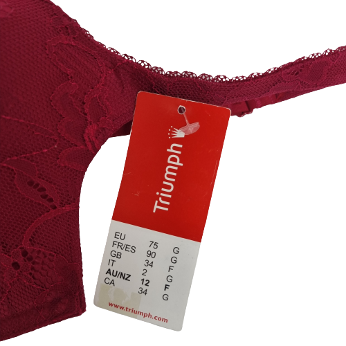 Triumph Size 12F Bra Gorgeous Temptation Women Plunge Full Coverage Red ...