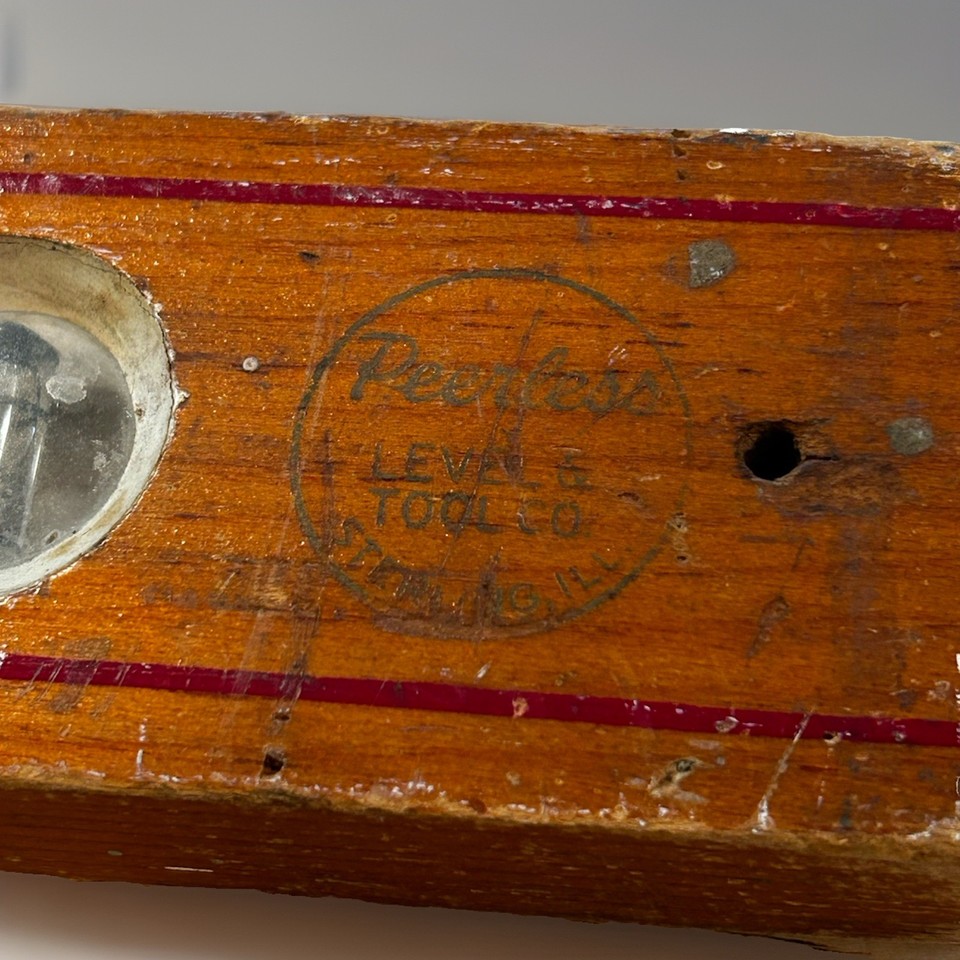 Vintage Peerless Level & Tool Co. Wooden Spirit Level Carpenter Tool | eBay
