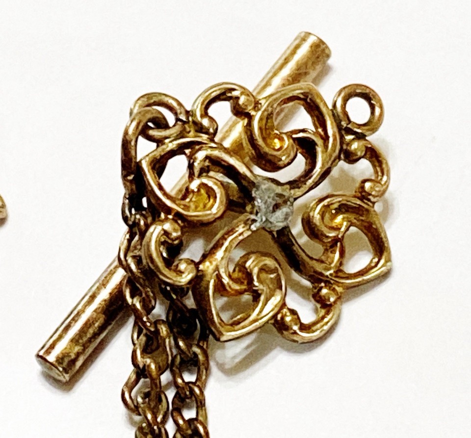 Antique Edwardian Gold Filled Rolled Gold Watch Double Chain Pocket Fob ...