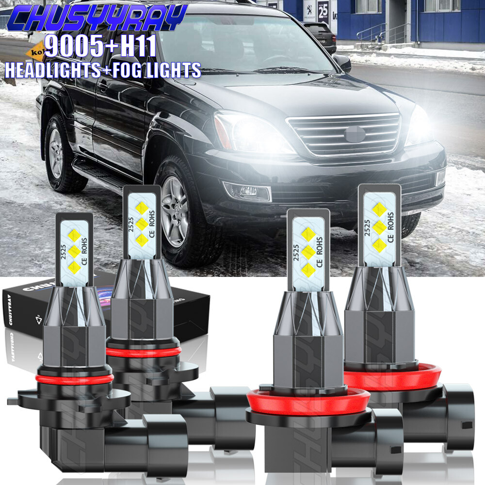 For Lexus GX470 2003-2009 - 6000K LED Headlight High & Low Beam Bulbs ...