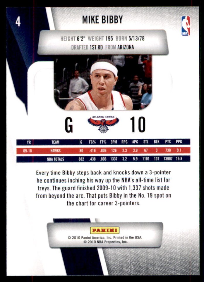 2010 Panini Prestige Mike Bibby Atlanta Hawks #4 | eBay