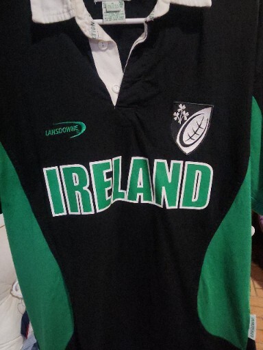 Lansdowne Polo Rugby Shirt Mens Black Green Ireland Rugby Clover Logo ...