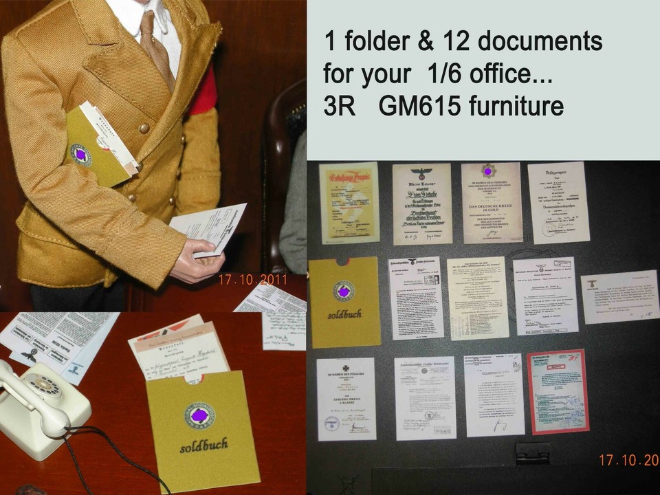 1/6 DID 3R ACCESSORIES 5 pieces ww2 folders & lot documents US, german ...