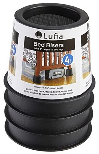 Bed Risers 4 inch Heavy Duty, Bed Furniture Risers with 4 inch, 4 Pack ...