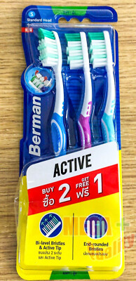 Berman Regular Medium Toothbrush Red,Green And Purple 3 Pieces | eBay
