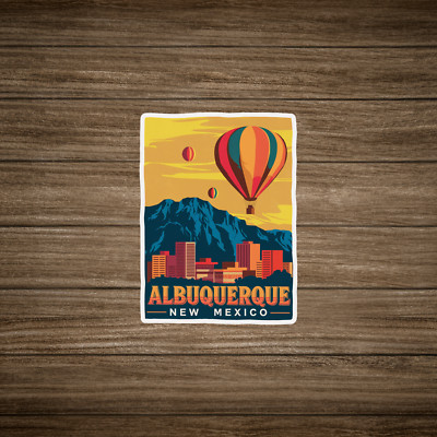 Vintage Albuquerque New Mexico Travel sticker Sticker Hot Air Balloon ...