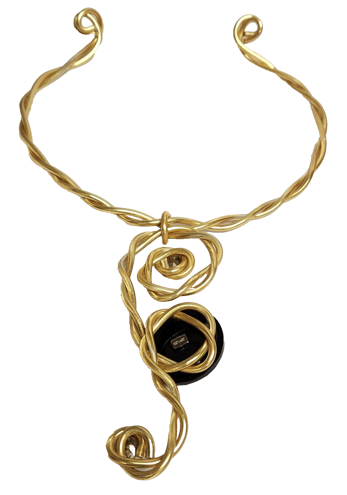 Jeff Leib Brushed Gold Tone Torque Collar Necklace Swarovski Elements ...