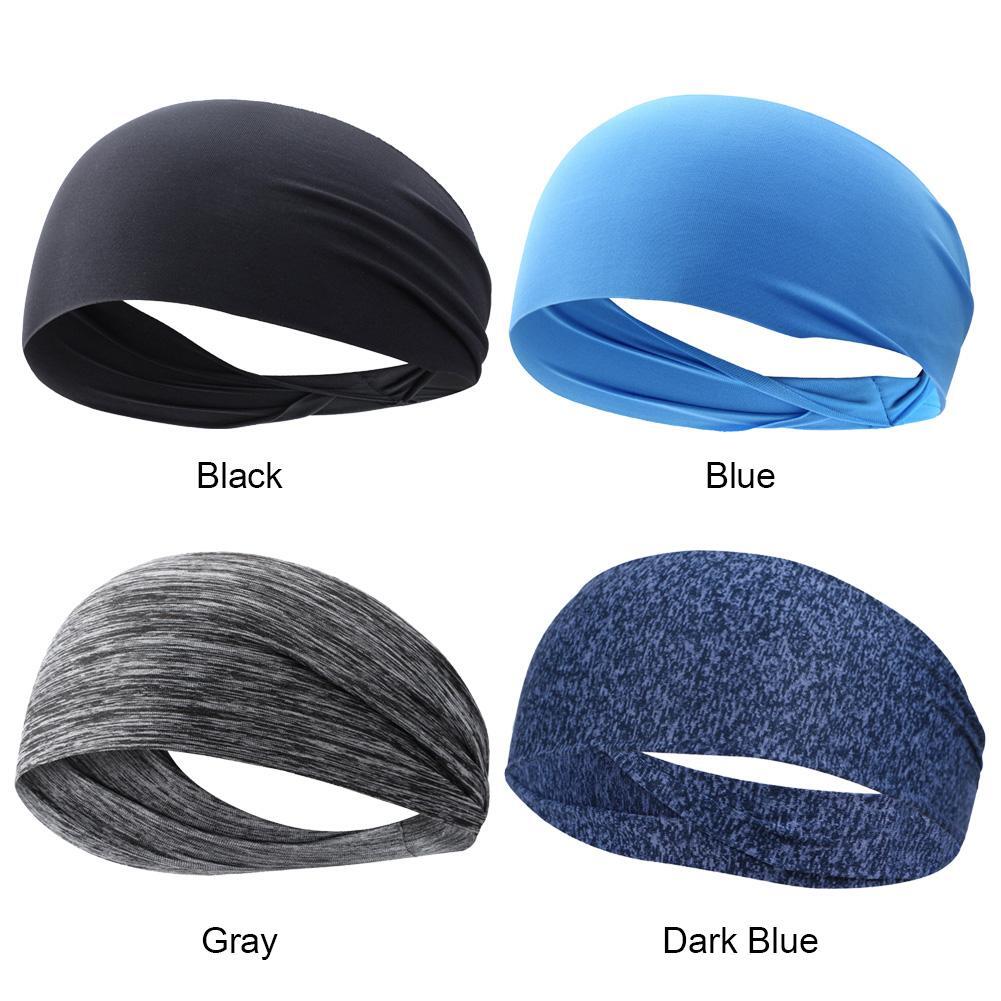 Women Men Elastic Headband Breathable Sweat Absorption Headdress (Blue ...