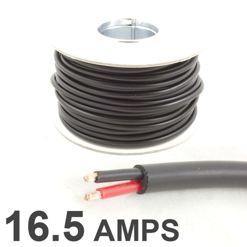 Round Twin 2 Core Cable 12v 24v Thin Wall Wire 16.5 AMP Rated 1mm² 10M ...