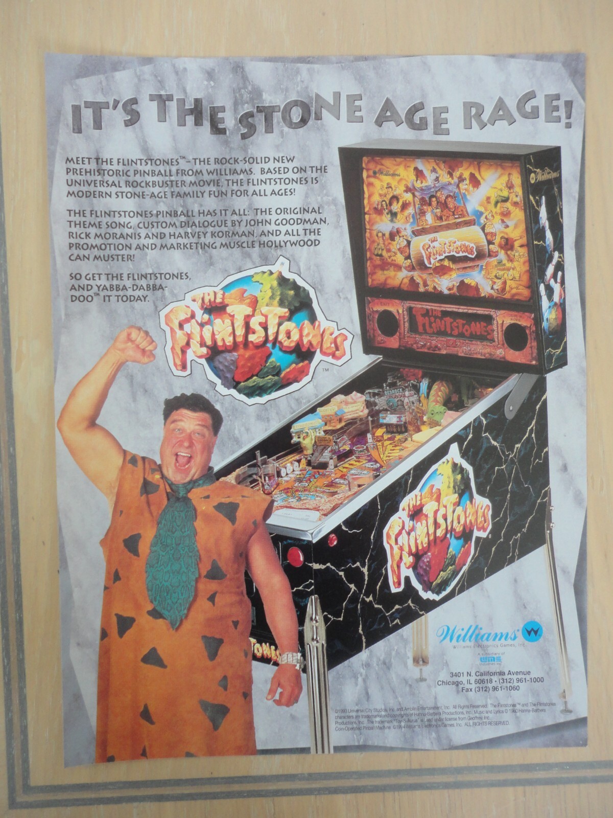 The Flintstones Pinball Machine Original Magazine Pull Out ...