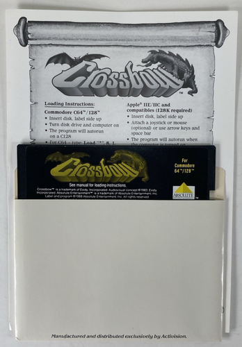VTG Crossbow Floppy Disk W/Manual for Commodore 64/128 Absolute 1983 ...