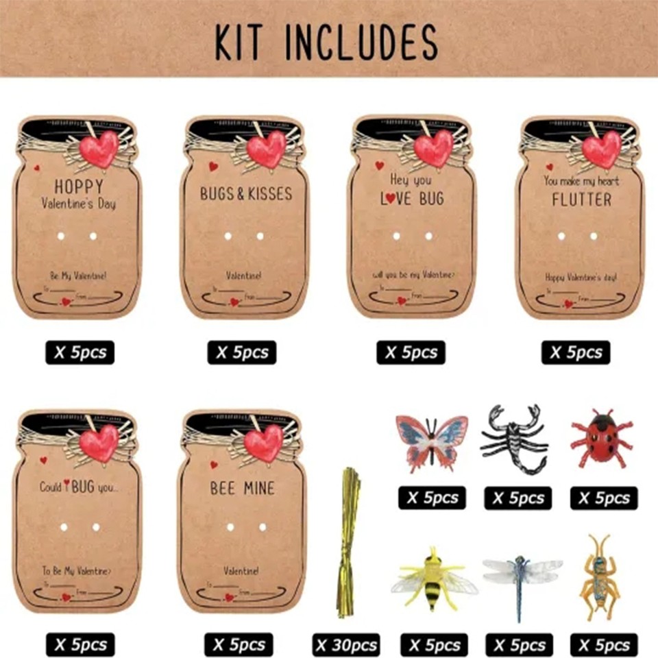 Valentines Day Gifts for Kids - 30 Pack Love Bug Card Bulk 6 Different ...