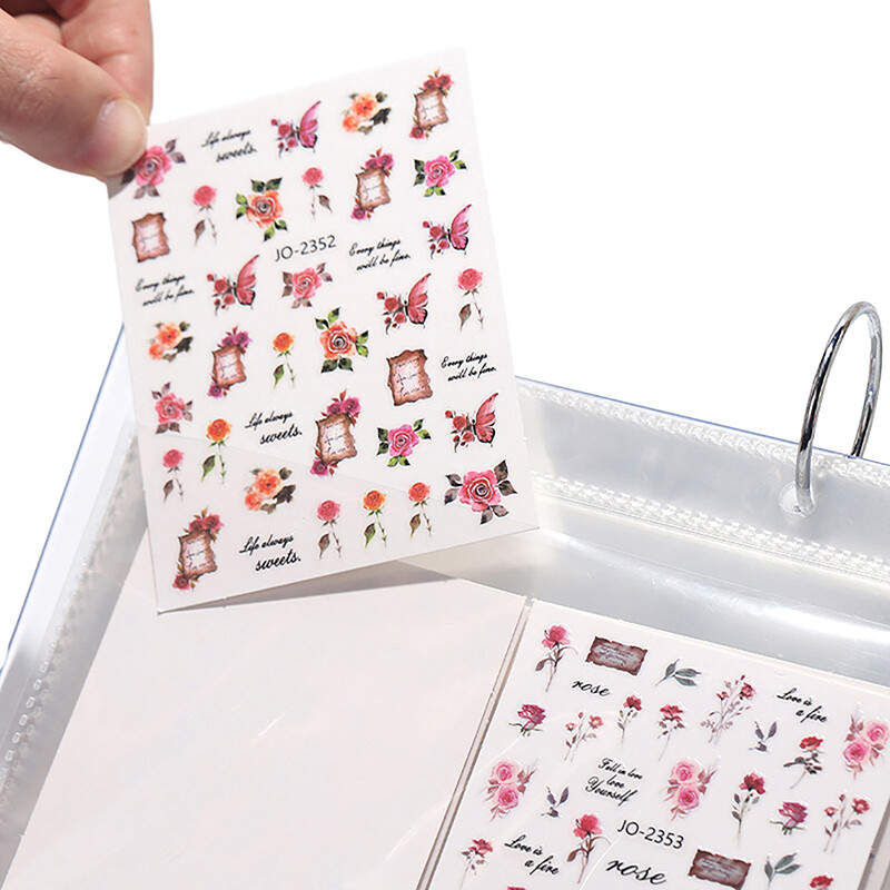 17 Pages Nail Stickers Storage Book Decals Organizer Holder Display ...