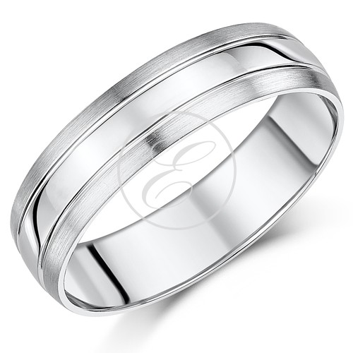 Palladium Ring 950 Matt & Polished Wedding Band 5mm Solid Hallmarked ...
