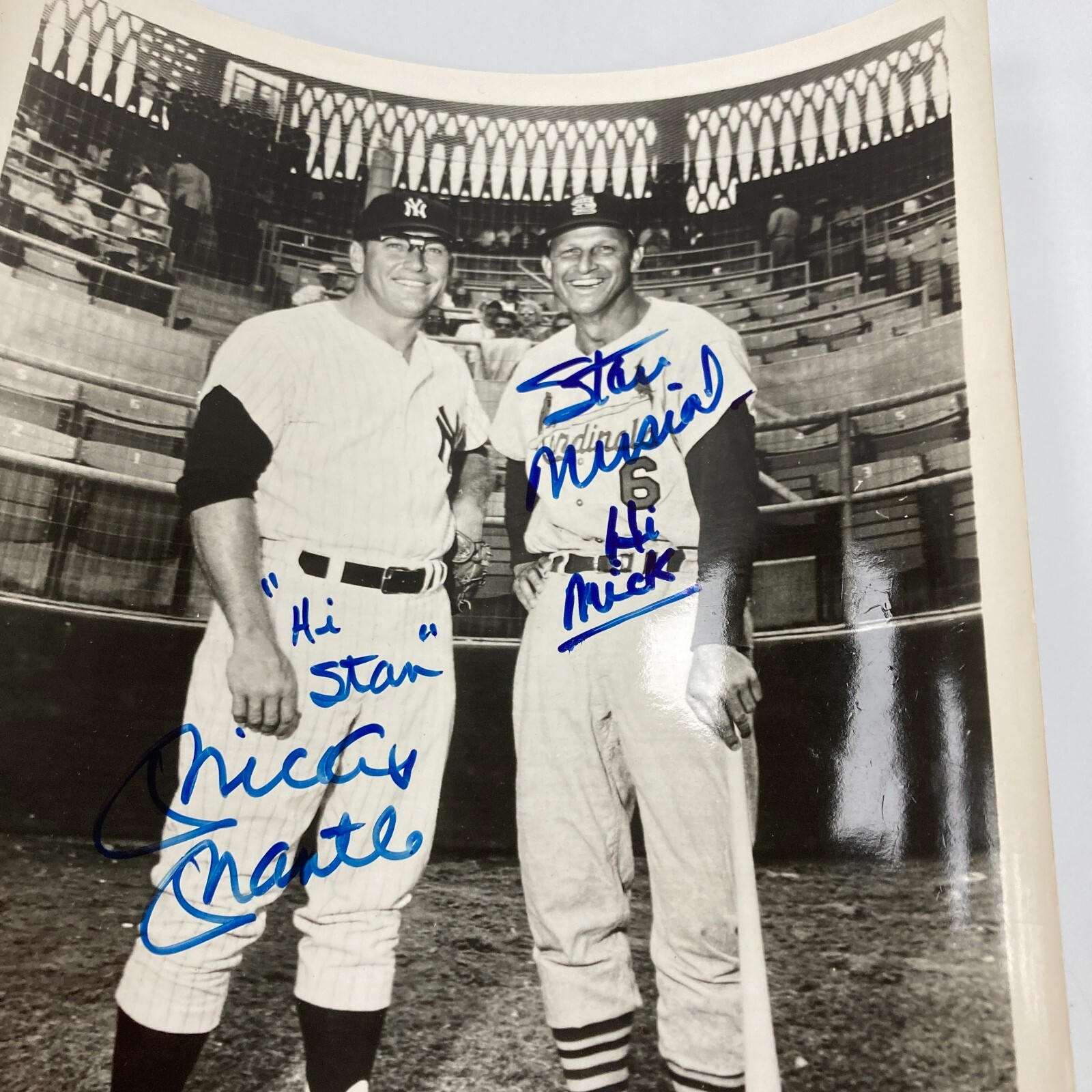 Mickey Mantle "Hi Stan" & Stan Musial "Hi Mick" Signed Inscribed 8x10 ...