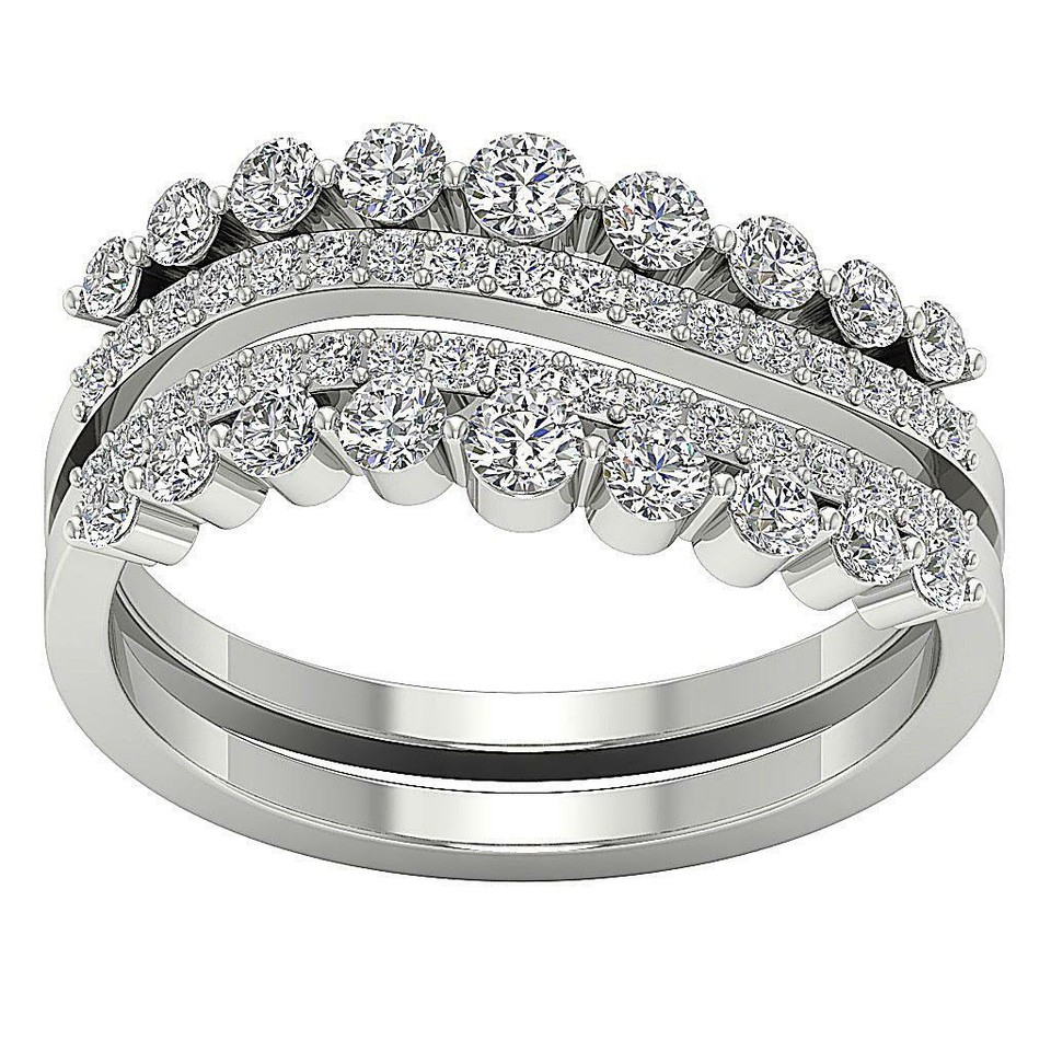 Journey Engagement Double Ring Natural Diamond SI1 G 1.00 Ct Prong Set ...