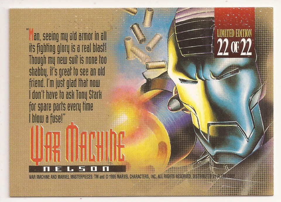 1995 Marvel Masterpieces canvas War Machine, 22 of 22 | eBay