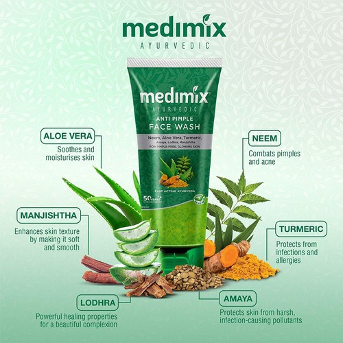 Medimix Ayurvedic Anti Pimple Face Wash, Neem & Aloevera Turmeric ...