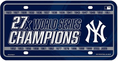 New York Yankees Metal Tag License Plate 27X Time Champions Premium ...