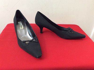 J. LOREN Collection black with rhinestone Betsy DRESS PUMPS SIZE 8M ...