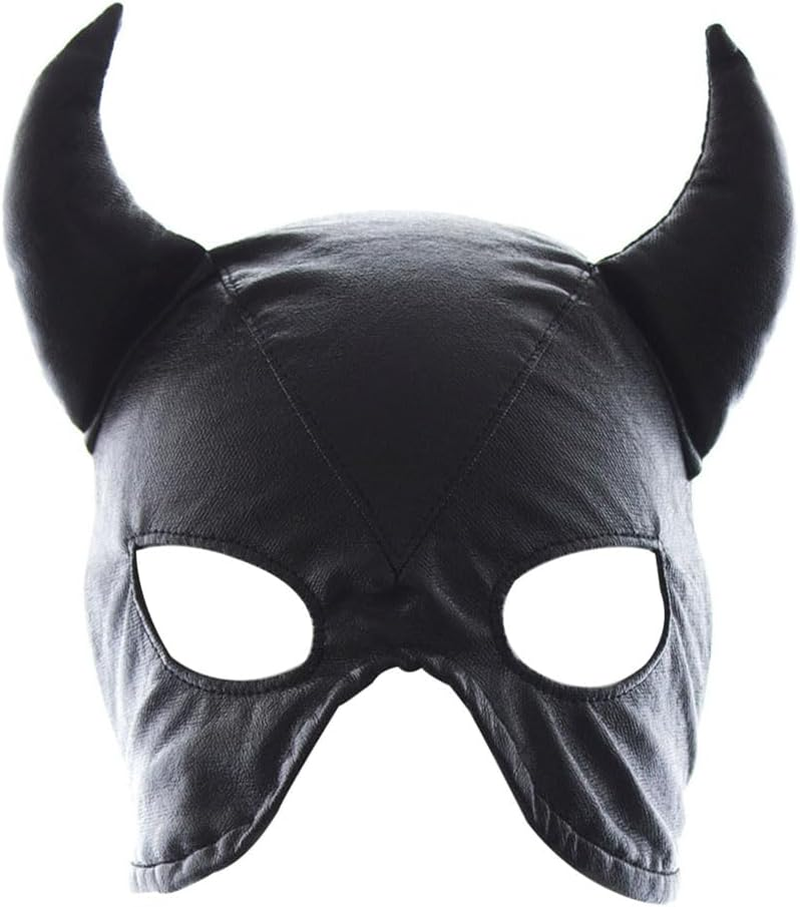 Leather Breathable Bull Face Mask Adjustable Masquerade Hood Full Face ...