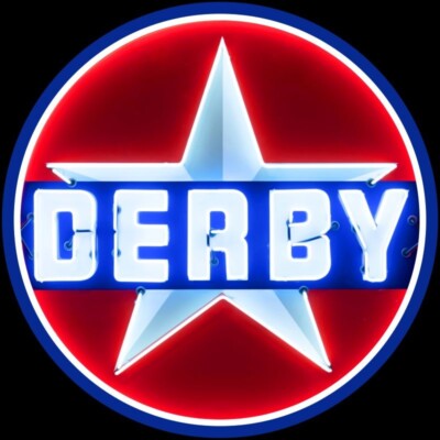 Derby Gasoline NEW Sign 40" Dia. Round USA STEEL - Not a Neon Sign ...