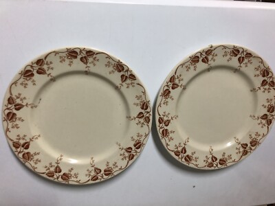 set of 2 1940’s Mayer China 11” Plates Pembroke Pattern Red Brown ...
