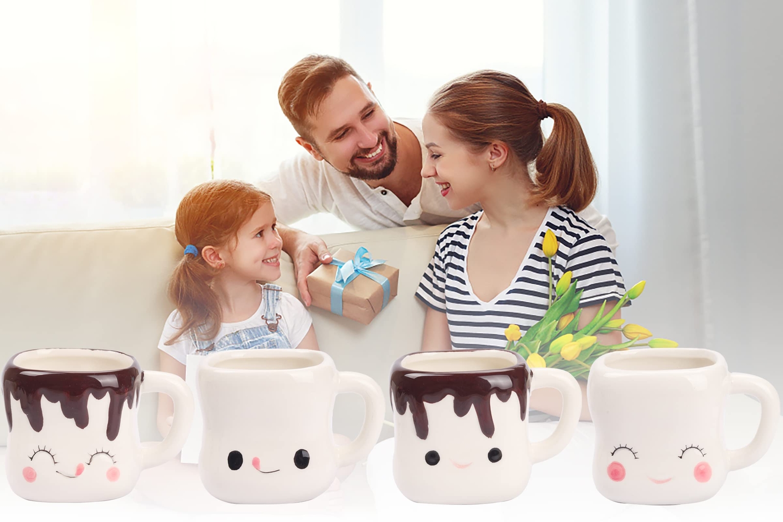 Marshmallow Mugs Set of 4 with Handle Cute Marshmallow Cups Cute Mugs ...