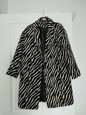 TESCO CLOTHING - F&F ANIMAL/LEOPARD PRINT COAT UK 6 - BLACK | eBay UK