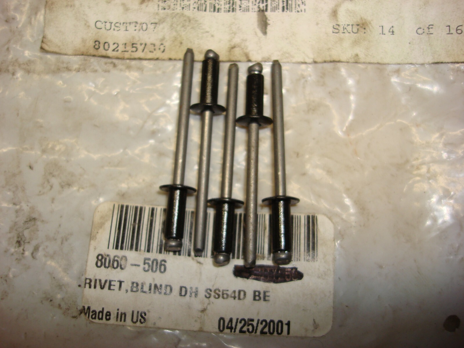 ARCTIC CAT SNOW MOBILE BLACK HEADED RIVETS QTY 5 NOS OEM # 8080-506 340 ...