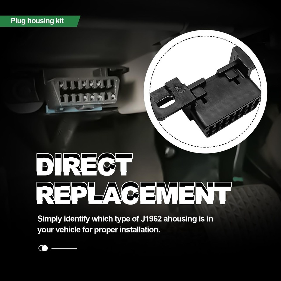 16 Pin Black OBD2 Female J1962 Adapter Box Wire Sockets Open Braid Port ...