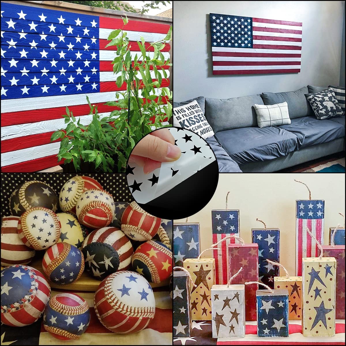 6 Pieces 50 Star Stencils for American Flag Plastic Star Stencil ...